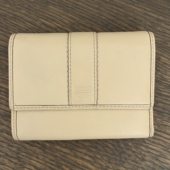 Coach | Bags | Coach Cream Trifold Wallet | Poshmark